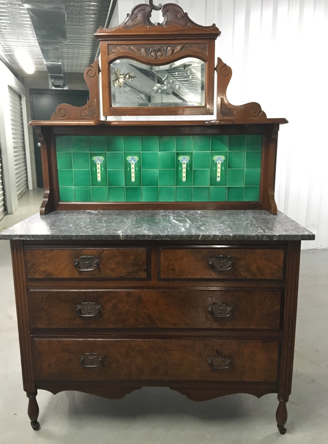 Antique English Mahogany Marble Top Wash Stand - Etsy