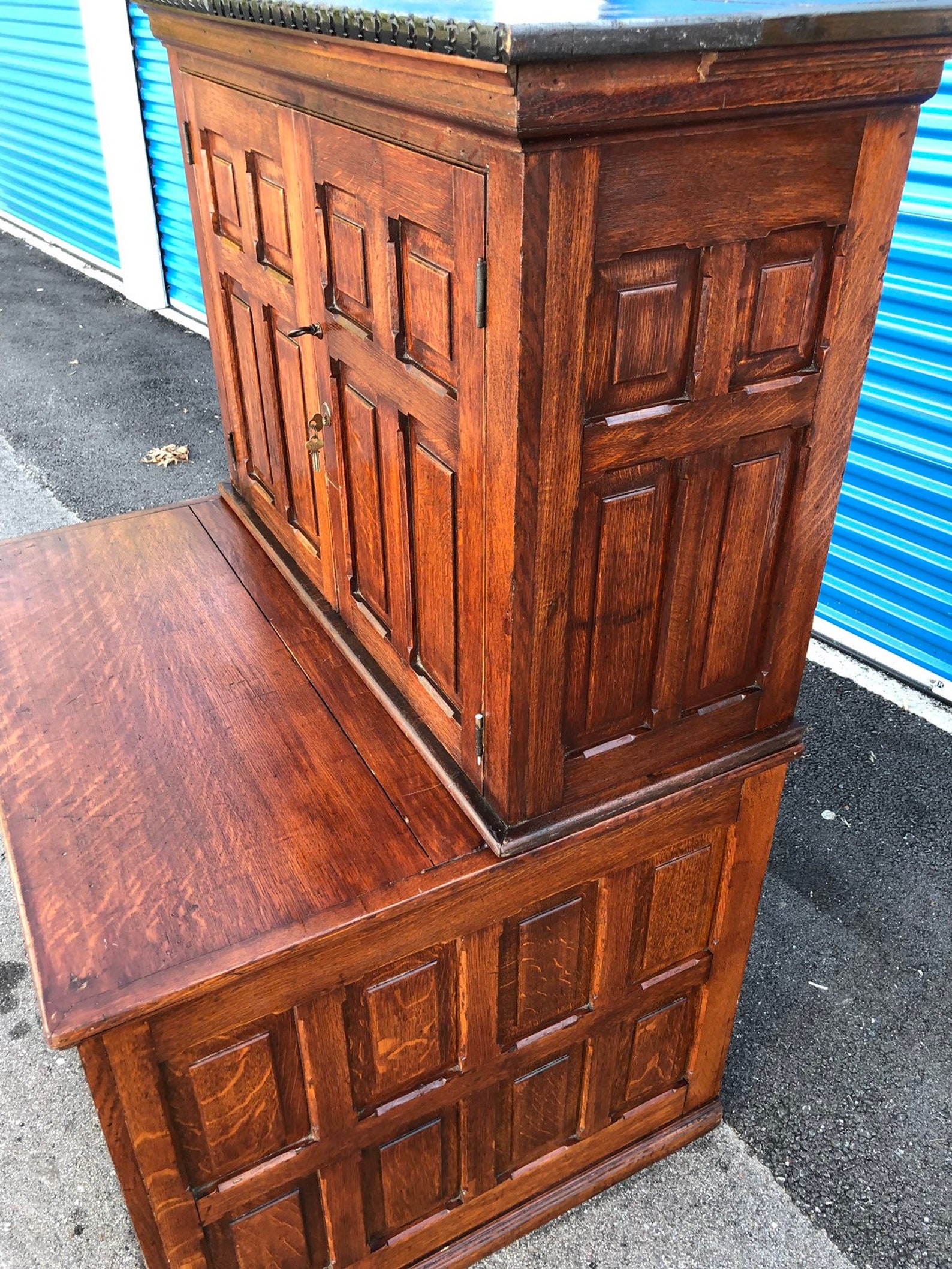 Captains Maritime C. 1900 Oak Paneled Map Flat File Cabinet 38W33D16D30 ...
