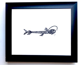 Linoleum Block Print Sunrise on the Mountains Minimal - Etsy