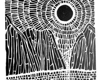 Sunset on the Ocean Hand-pressed Linocut Print 8x10 | Etsy