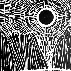 Sunset on the Mountains - Hand-pressed Linocut Print - Minimal Abstract Poster - Ocean Block ...