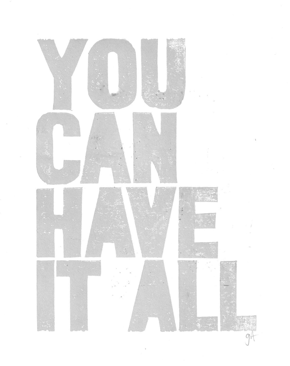 You Can Have It All Gray Letterpress Linoleum Block Print - Etsy