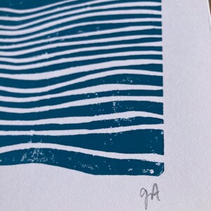 Sunset on the Ocean at Night - Blue and Gold Relief Print - 8x10 ...