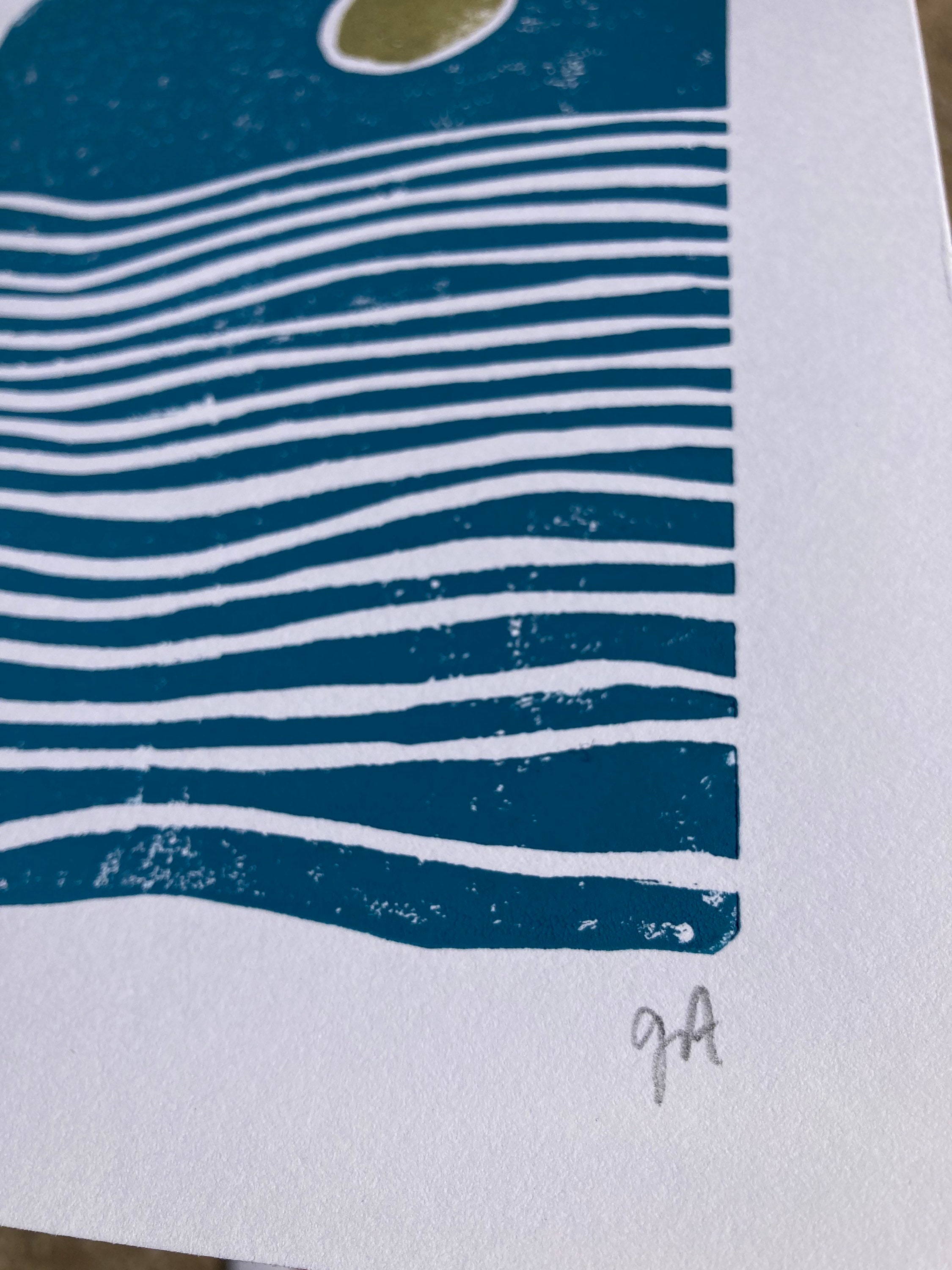 Sunset on the Ocean at Night - Blue and Gold Relief Print - 8x10 ...