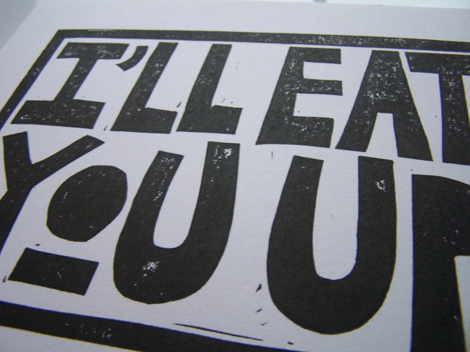 LINOCUT PRINT I'll Eat You up I Love You so BLACK - Etsy