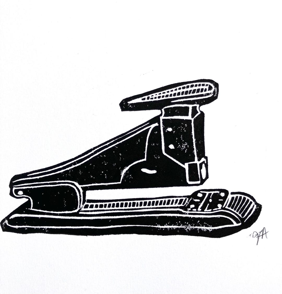 Vintage Stapler Linoleum Block Print 8x10 Letterpress - Swingline ...