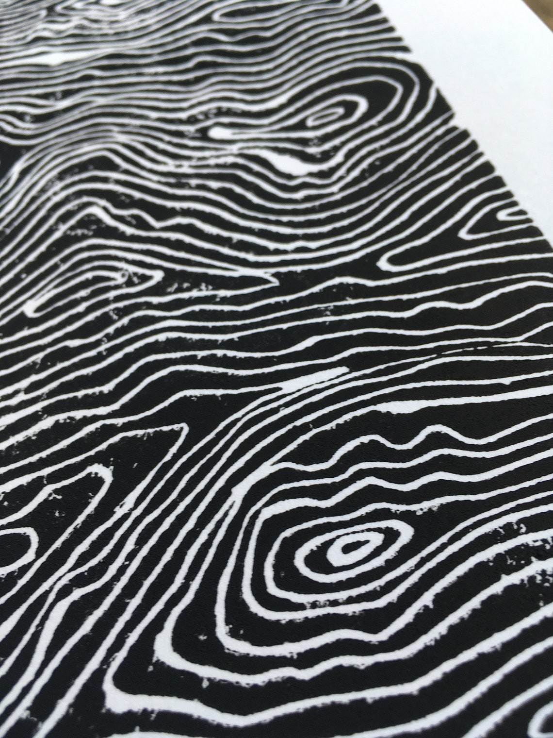 BLOCK PRINT Topographical Oceanic Map Minimal Black 8x10 | Etsy