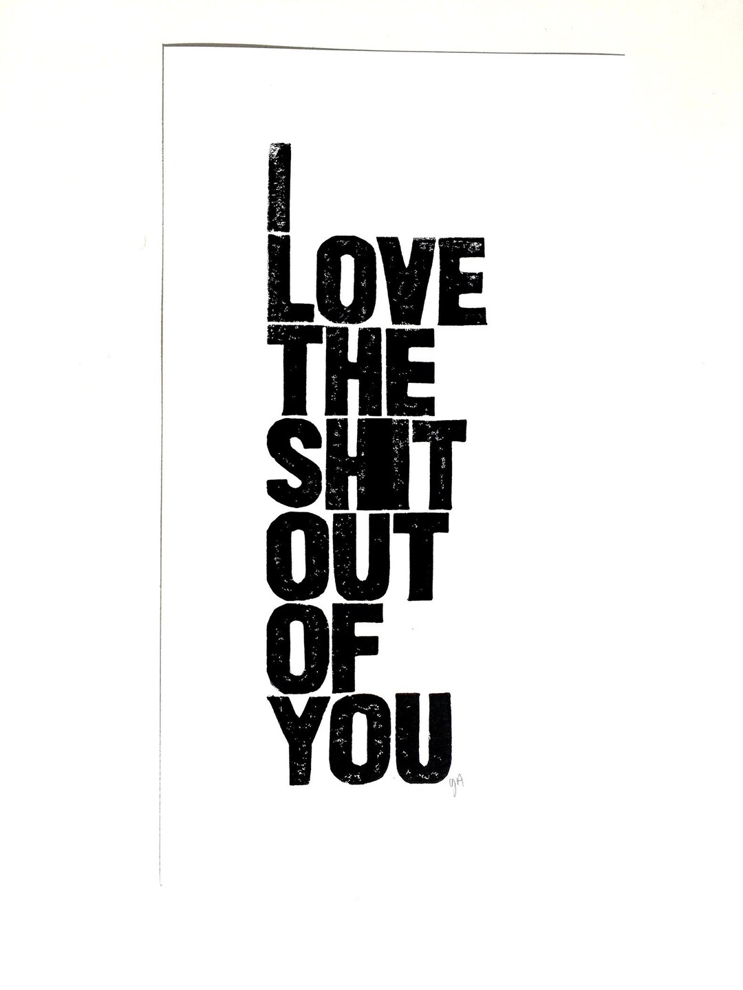 POSTER I Love the Shxt Out of You... Black Linocut Typography Print ...