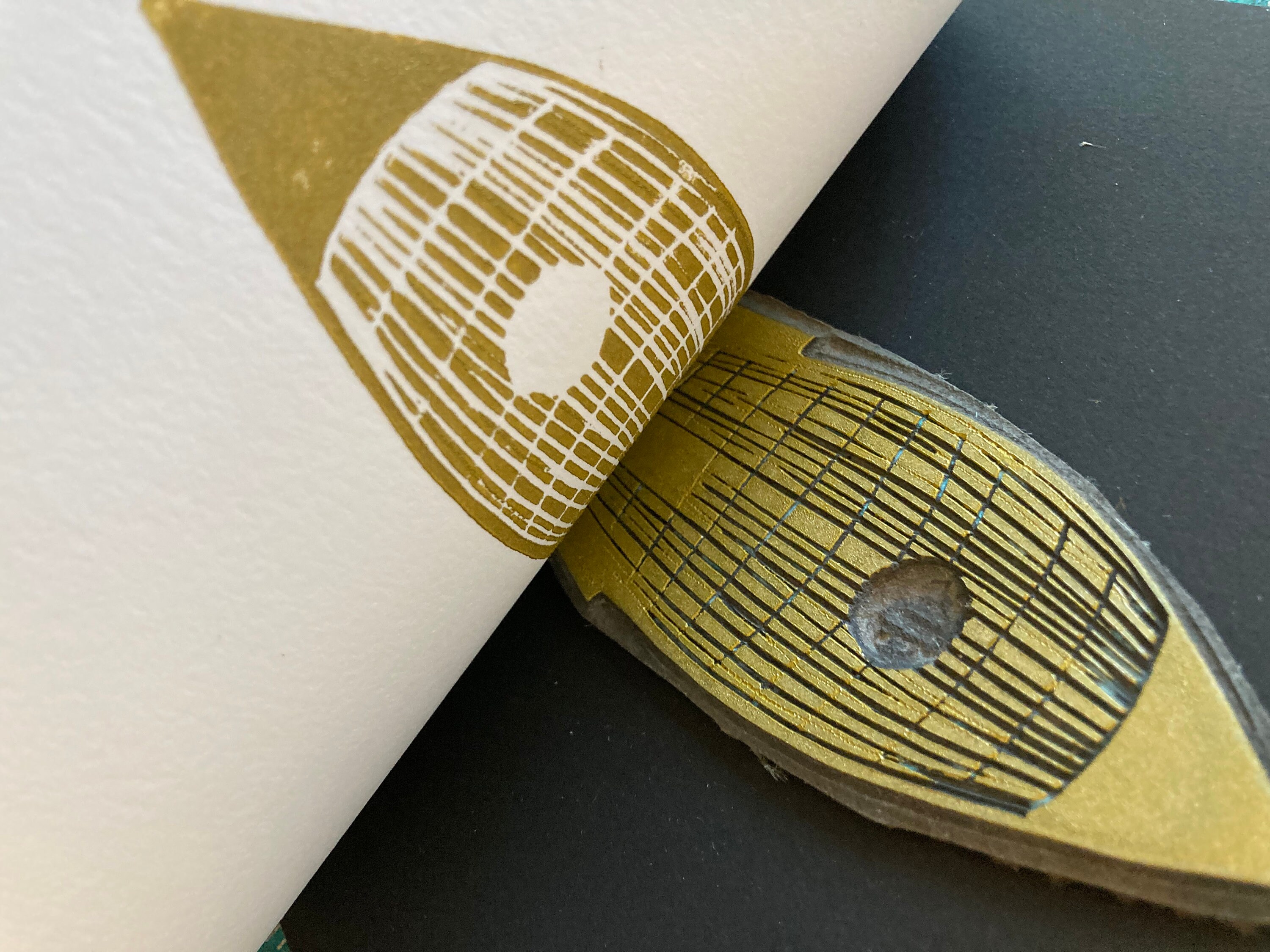 Fjords of Norway Linocut Print - 8x10 Gold Linoleum Block Print ...