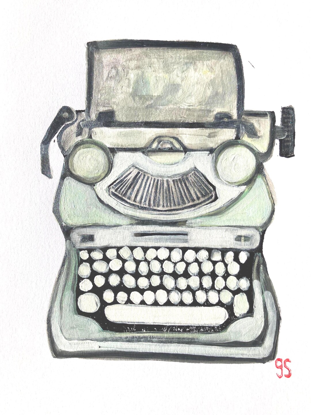 Original Acrylic Painting - Vintage Minimal Typewriter Wall Art - 8x10 ...