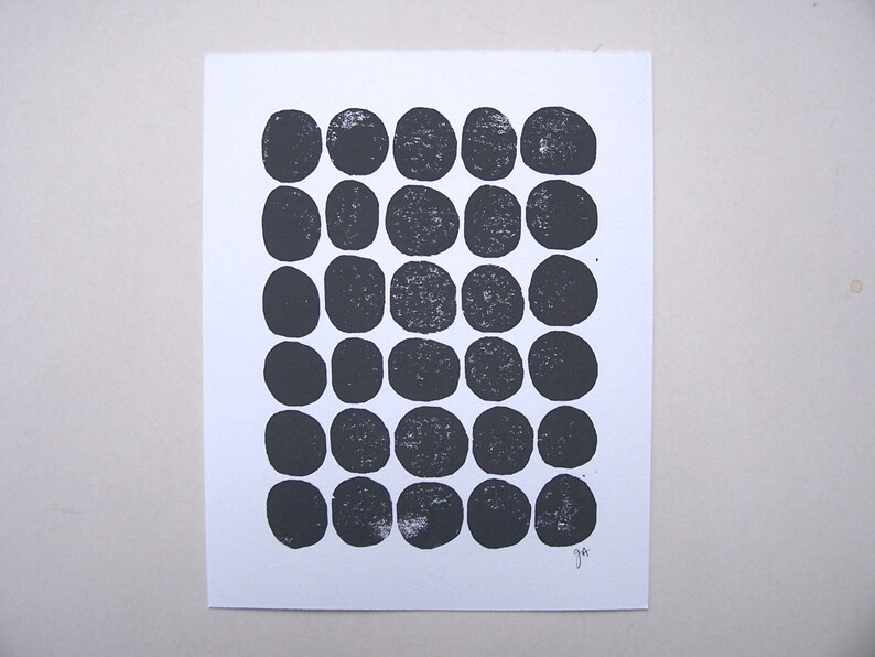 Minimal Geometric Circle Print - Gray Block Print 8x10 - Mid Century ...