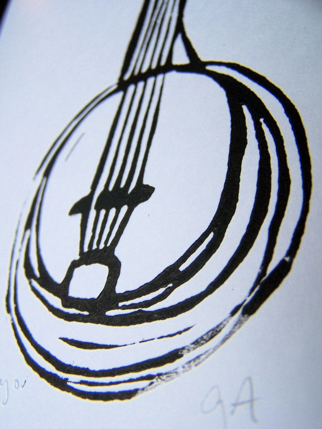 Banjo Linoleum Block Linocut Print 8x10 Minimal Musical - Etsy