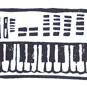 Black Casio Sk-1 Keyboard Print - Linocut Relief Print - Linoleum Block ...