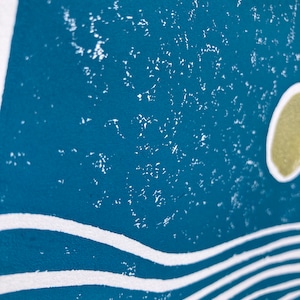 Sunset on the Ocean at Night - Blue and Gold Relief Print - 8x10 ...