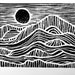 Linoleum Block Print Sunrise on the Mountains Minimal - Etsy