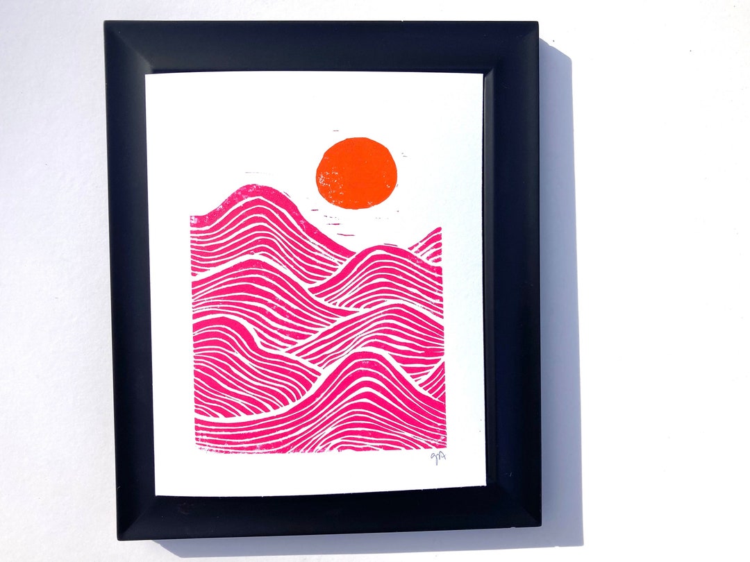 Hot Pink Ocean With a Sizzling Orange Sun Sunset Vibes on a Beautiful ...