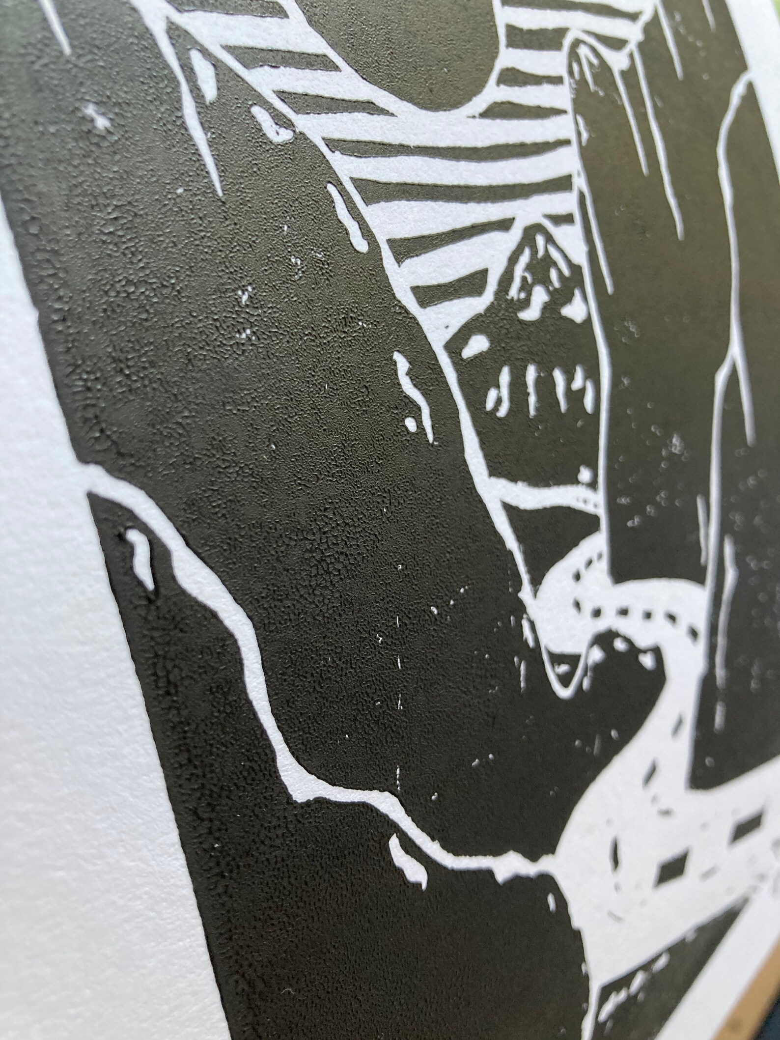 Road Trip Through the Mountains - Hand-pressed Linocut Relief Print ...