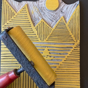 Party Poster - Bar Cart Linocut Print - Hand Pulled Mid Century Modern ...