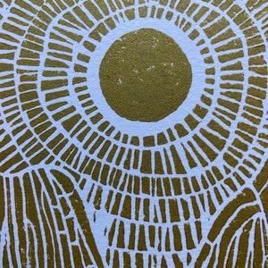 Fjords of Norway Linocut Print - 8x10 Gold Linoleum Block Print ...