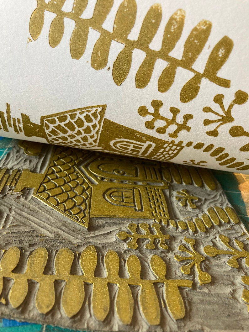 Four Leaf Clover Linoleum Block Print 8x10 Green Linocut - Etsy