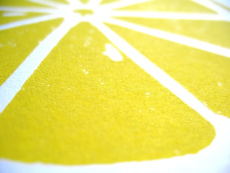 Lemon yellow block print Hand-pressed 8x10 linocut print | Etsy