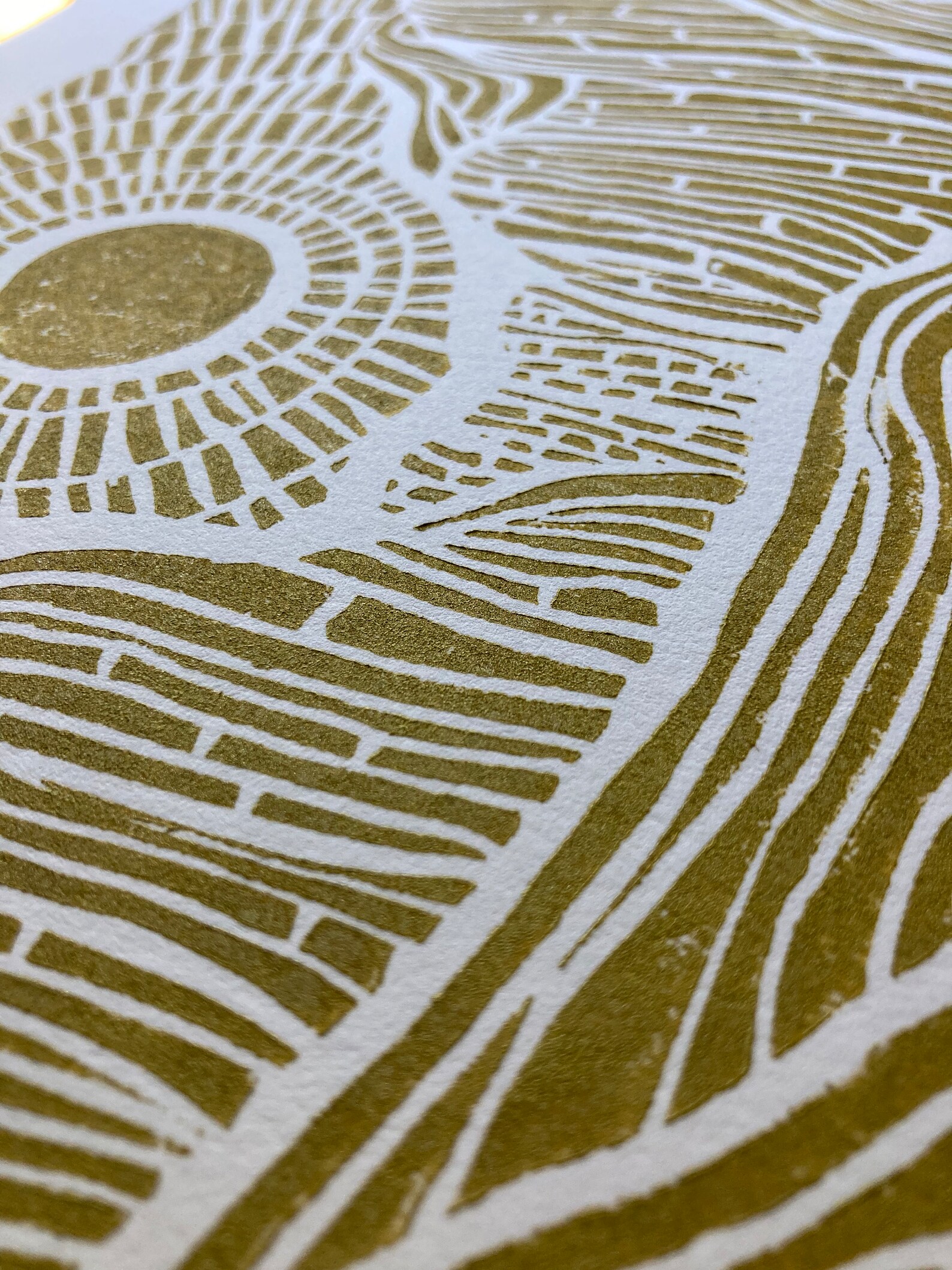 Golden Sunset Mountains Waterfall Hand-pressed Linocut - Etsy