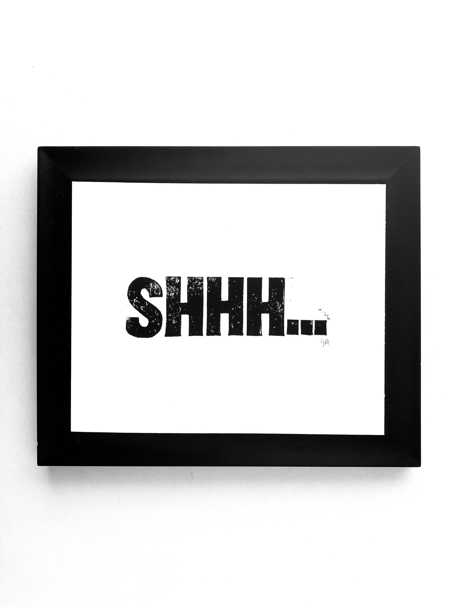 Shhh Minimal Black Library Linocut Quiet 8x10 Librarian - Etsy