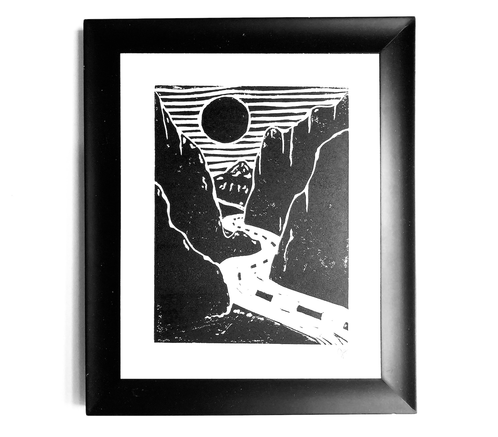 Road Trip Through the Mountains - Hand-pressed Linocut Relief Print ...