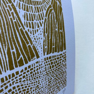 Fjords of Norway Linocut Print - 8x10 Gold Linoleum Block Print ...