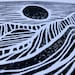 Linoleum Block Print Sunrise on the Mountains Minimal - Etsy