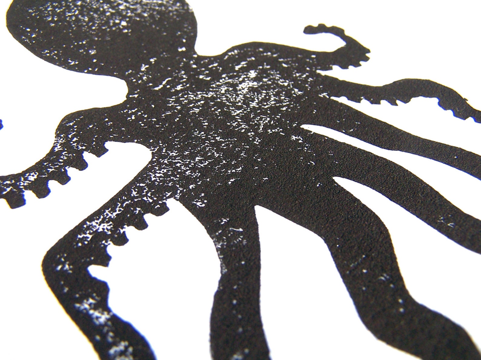 Minimal black octopus hand pressed linocut letterpress | Etsy