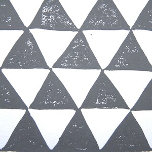 Geometric Triangle Hand-pressed Wall Art Grey Abstract Linoprint 8x10 ...