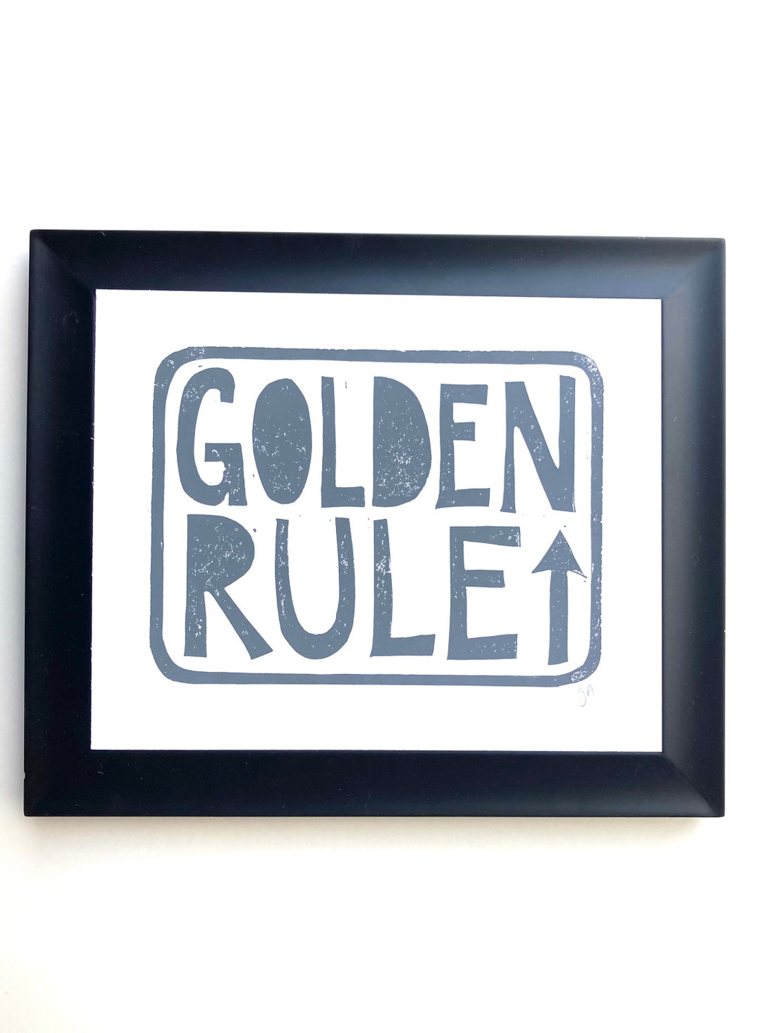 LINOCUT PRINT - Golden Rule - Grey Letterpress Typography Poster 8x10 ...