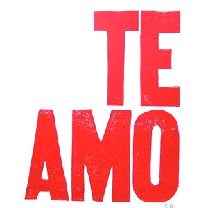 Te Amo Means I Love You - Red Letterpress 8x10 Typography Valentine ...
