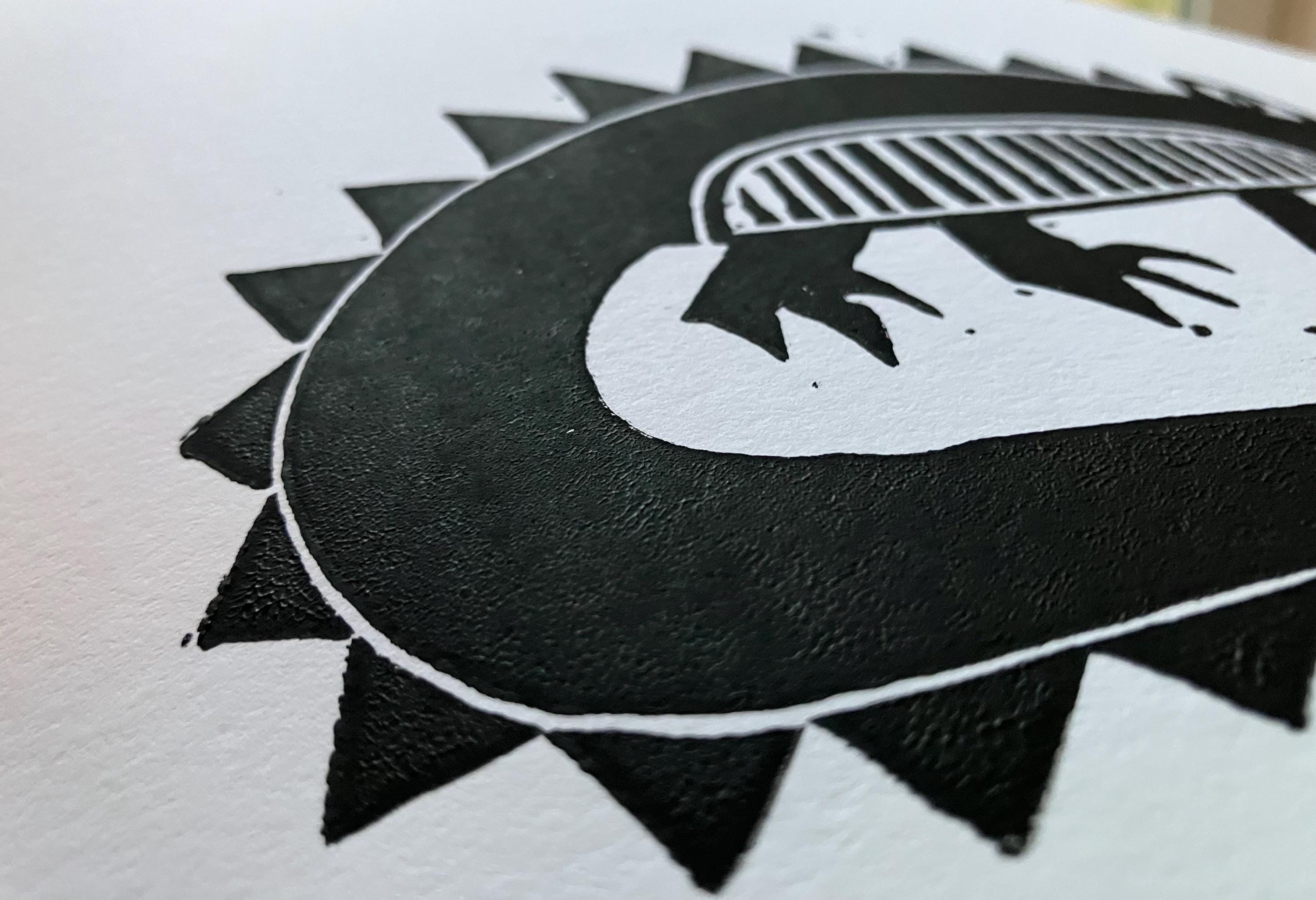 El Cocodrilo - 8x10 Hand Pressed Block Print - Mad Crocodile Relief ...