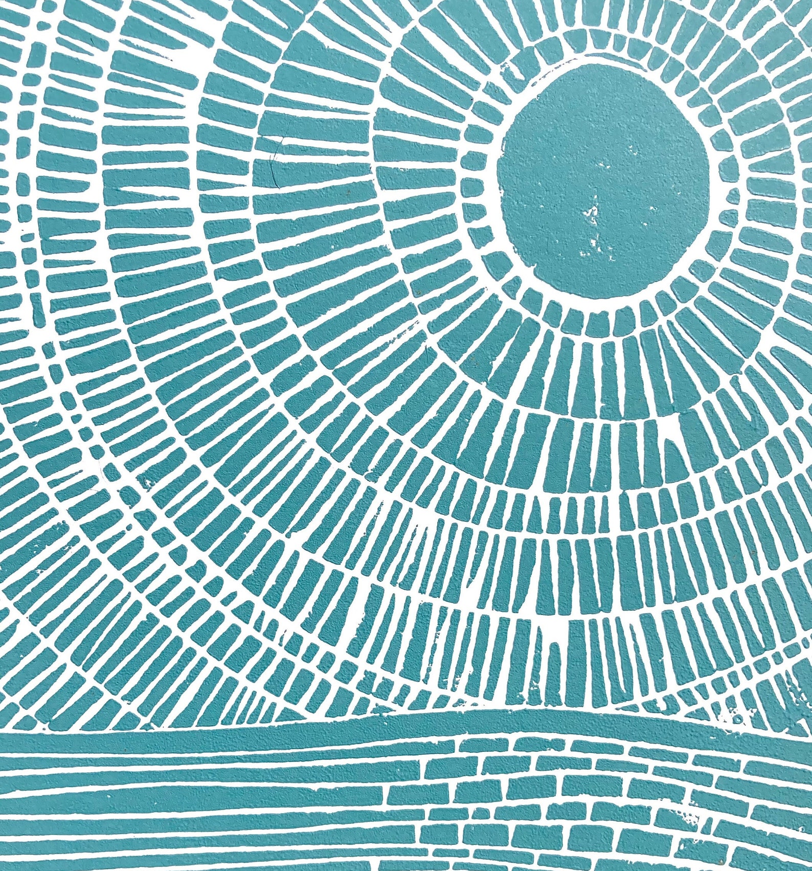 Blue Sky on the Ocean Linocut Relief Print 8x10 Minimal - Etsy