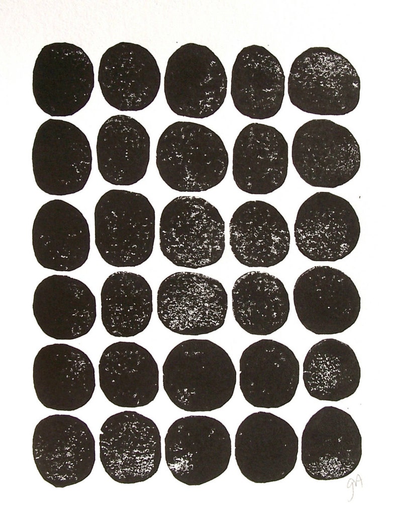Minimal Linoelum Block Print Black Block Print 8x10 Circles - Etsy