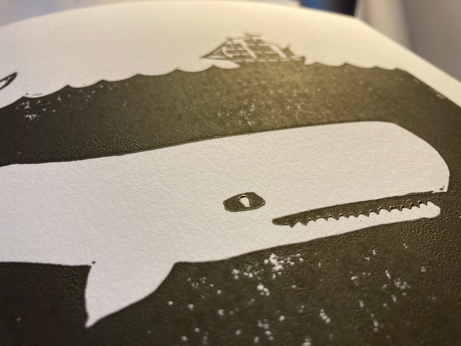 Moby Dick Print - the Elusive White Whale - Black Block Print Linocut ...