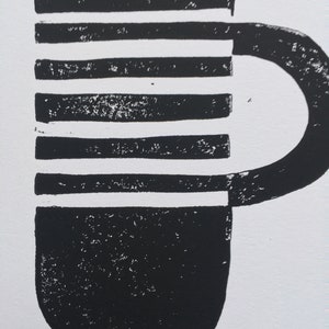 Coffee Mug Linocut Print - 8x10 Minimal Hand Pulled Block Print - Tea ...