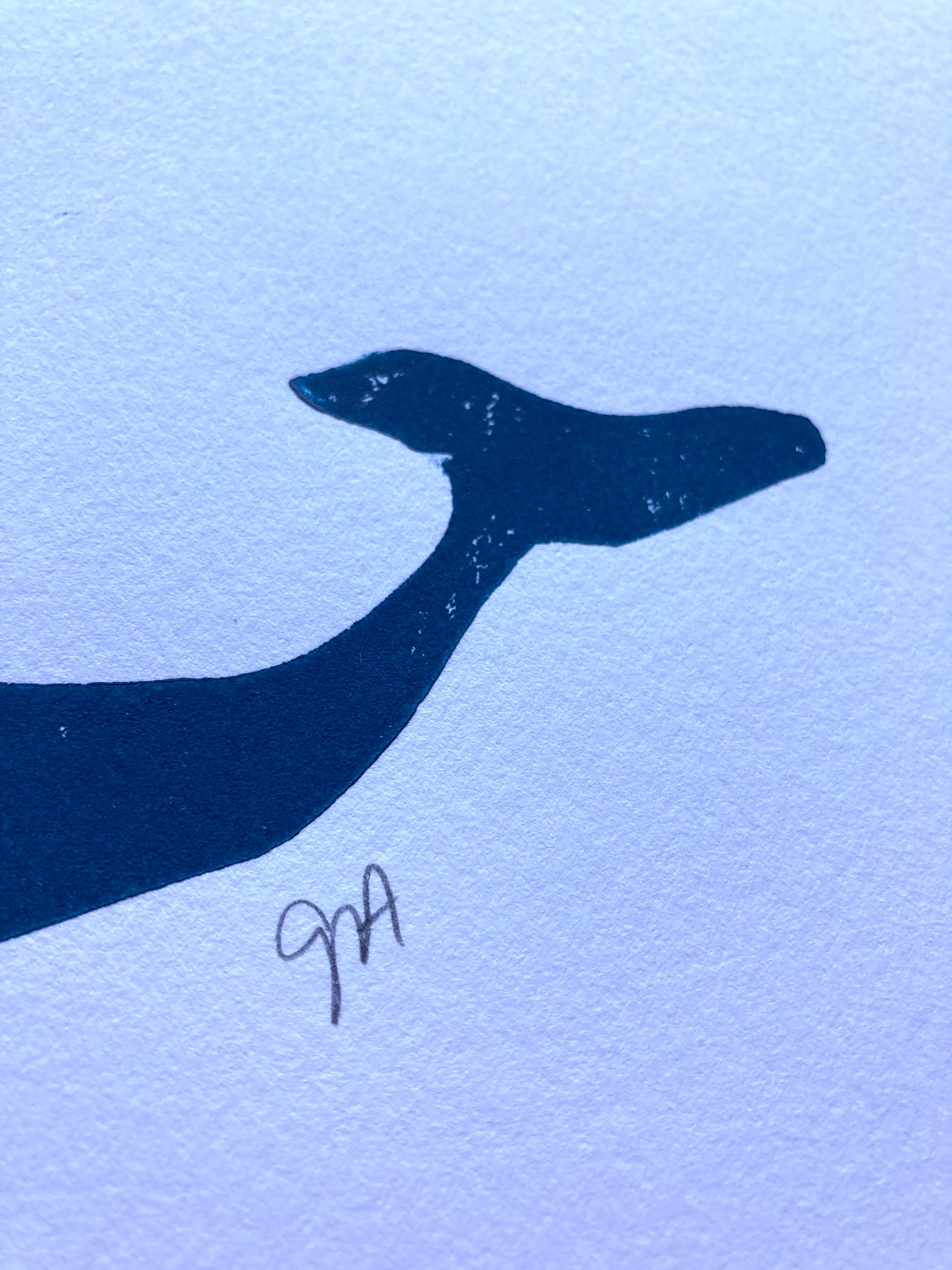 Minimal Dark Blue Whale Linocut Print - Whale Linocut Wall Art 8x10 ...