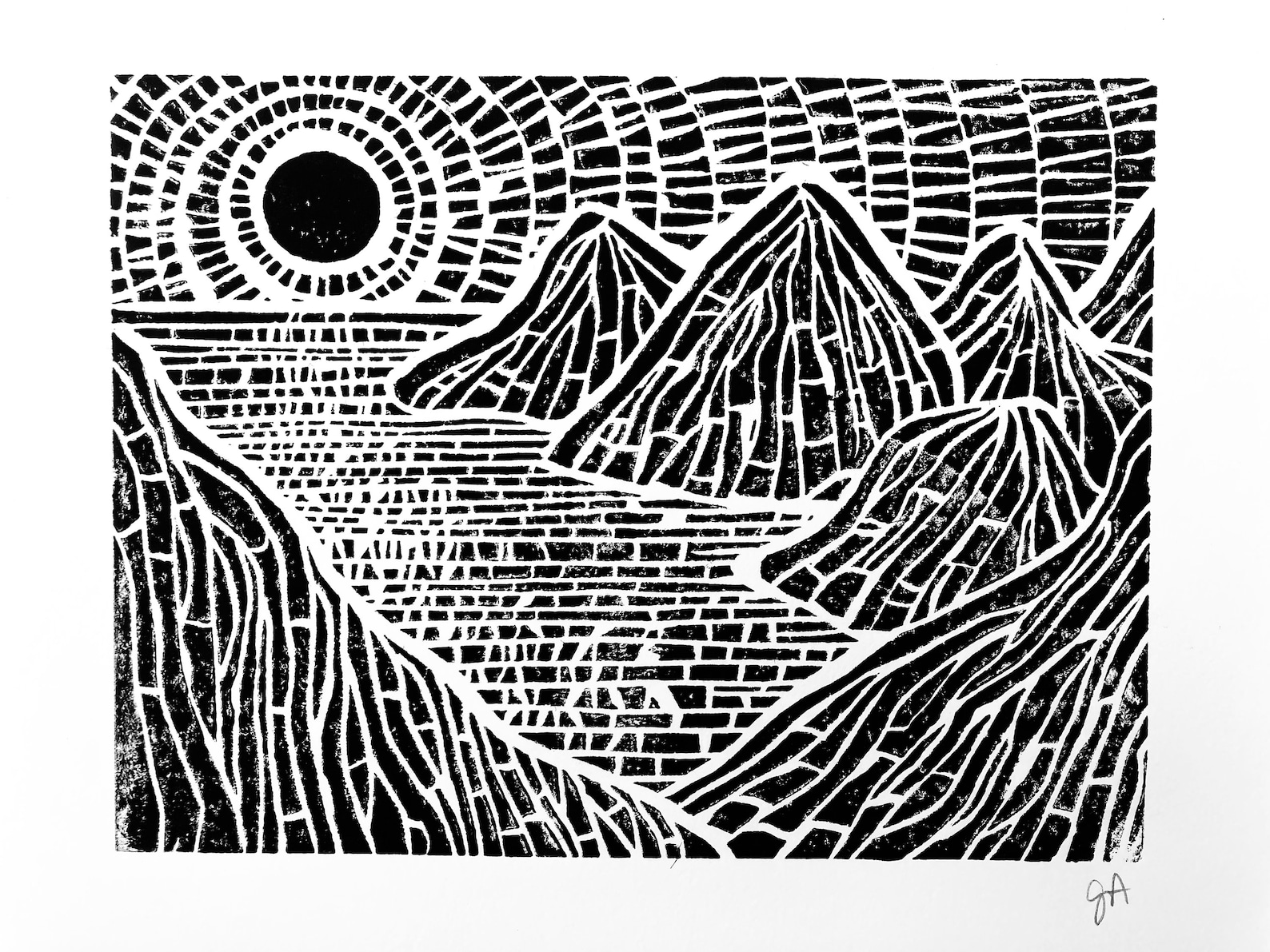 Ocean Sunset on Tropical Islands Linocut Relief Print - Etsy