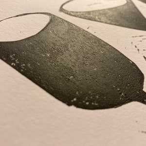 Party Poster - Bar Cart Linocut Print - Hand Pulled Mid Century Modern ...