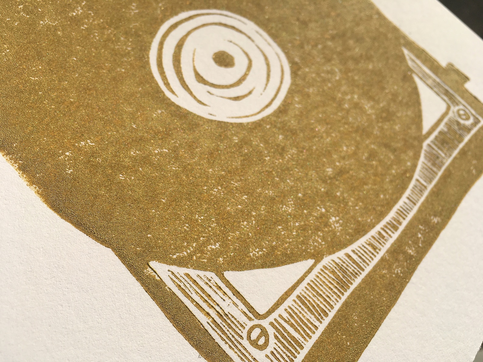 Metallic Gold Print Record Player Linoprint Hand-printed - Etsy