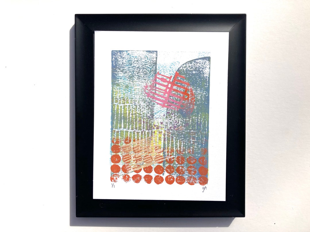 Monoprint - Abstract Multi-color Relief Print - Printmaking 8x10 ...