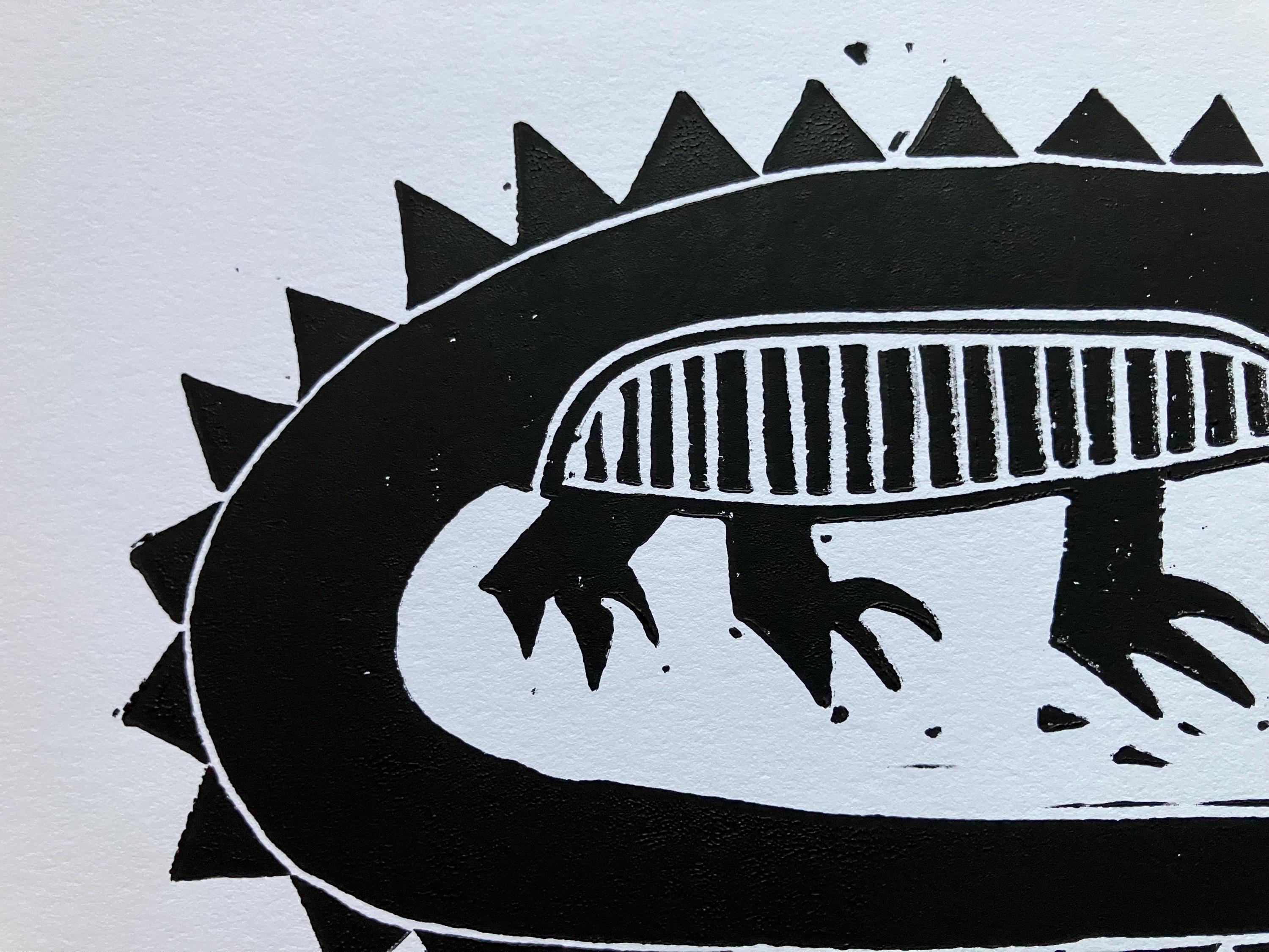 El Cocodrilo - 8x10 Hand Pressed Block Print - Mad Crocodile Relief ...
