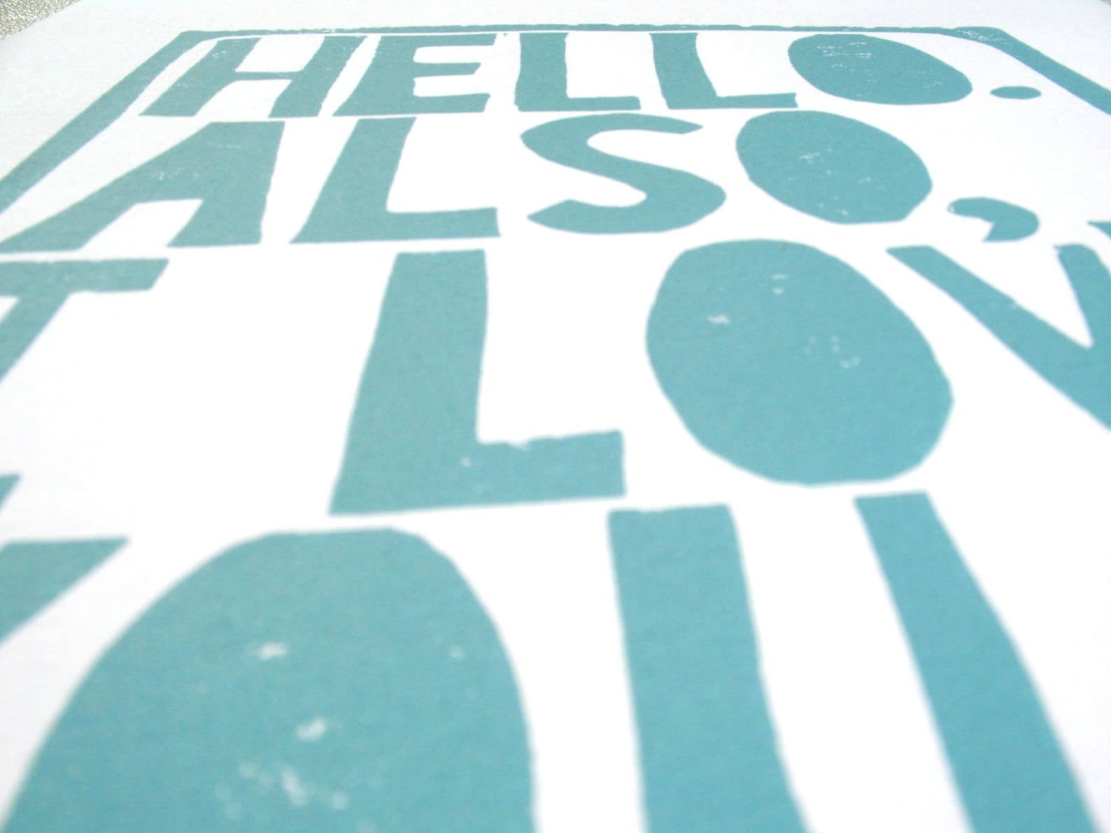 Linocut Print Hello. Also I Love You. Hand Pressed Linocut - Etsy