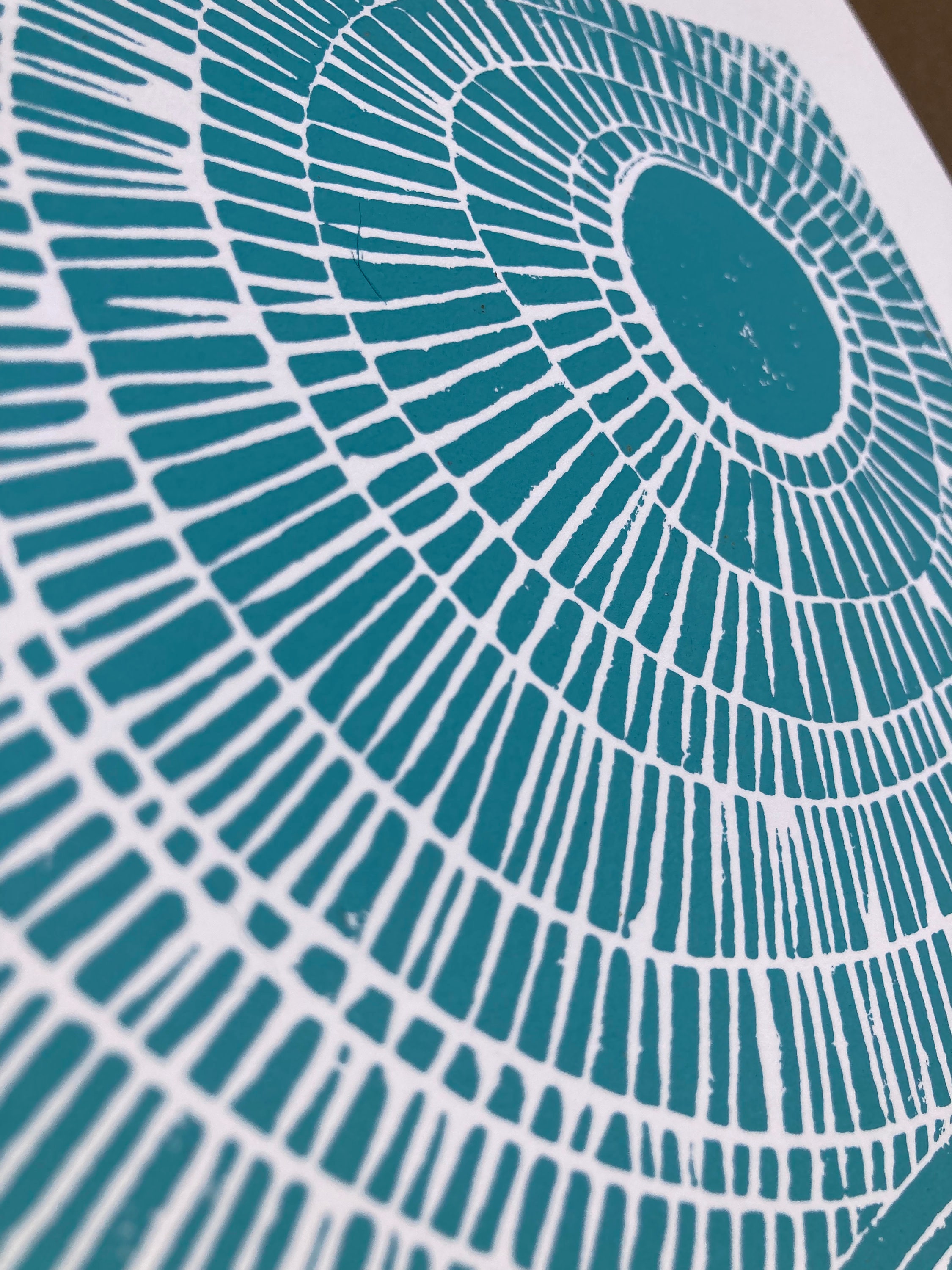 Blue Sky on the Ocean Linocut Relief Print 8x10 Minimal Textured ...