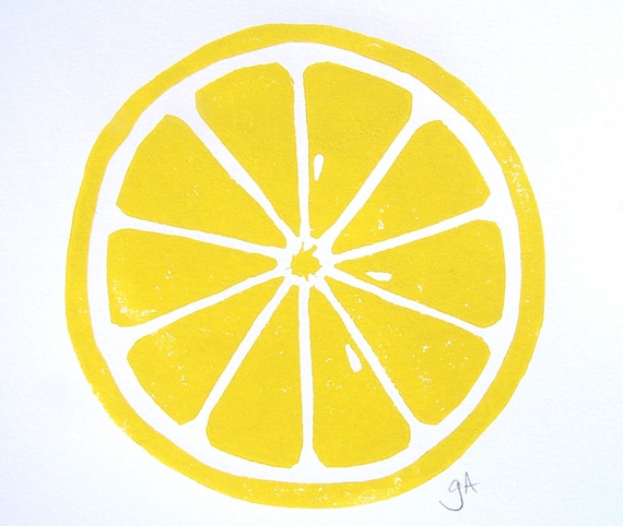 Lemon yellow block print Hand-pressed 8x10 linocut print | Etsy