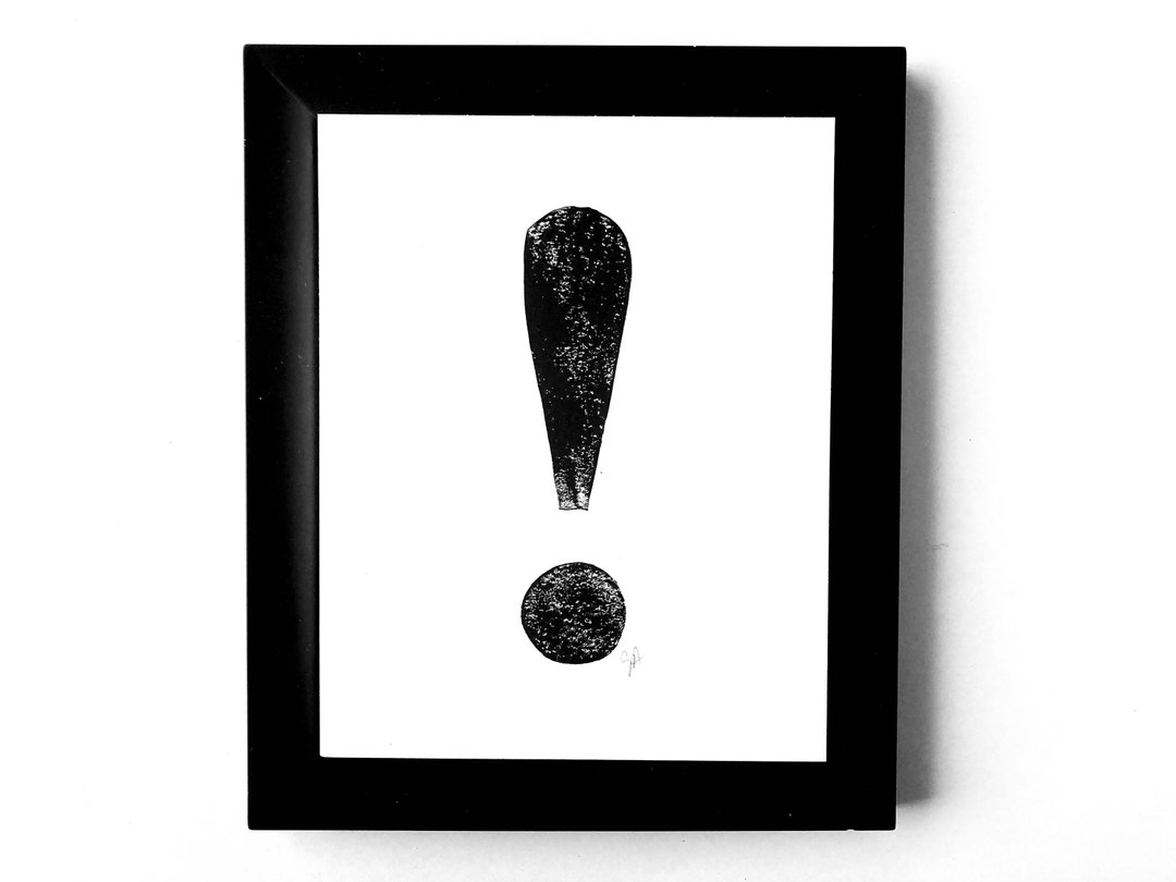Minimal Exclamation Point - BLACK Letterpress Typography Punctuation ...