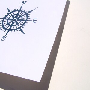 Nautical Compass Linoleum Block Print - 8x10 Hand Pulled Maritime ...